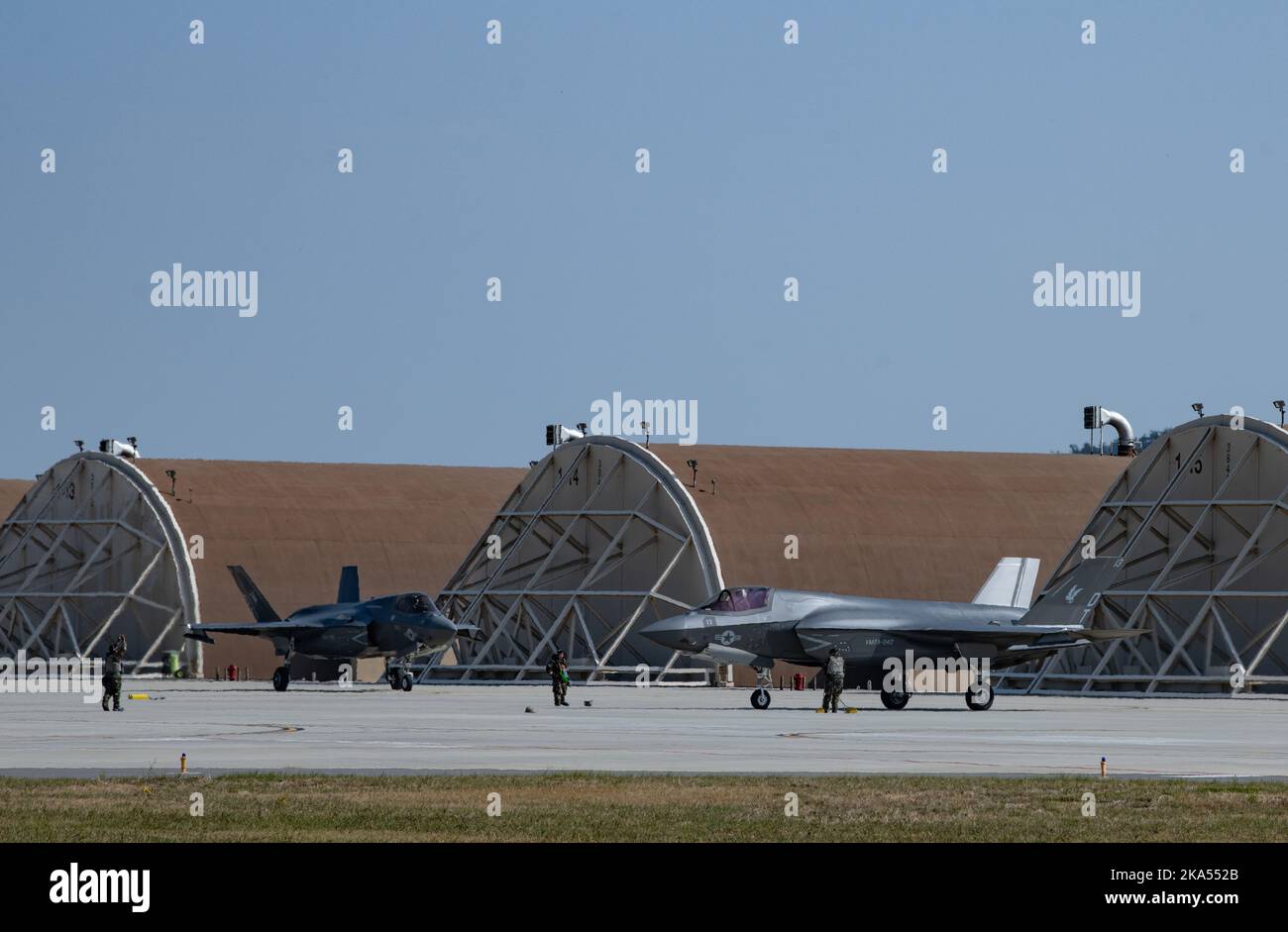 U.S. Marine Corps F-35 Lightning IIs from Marine Fighter Attack Squadron (VMFA) 242, out of ...