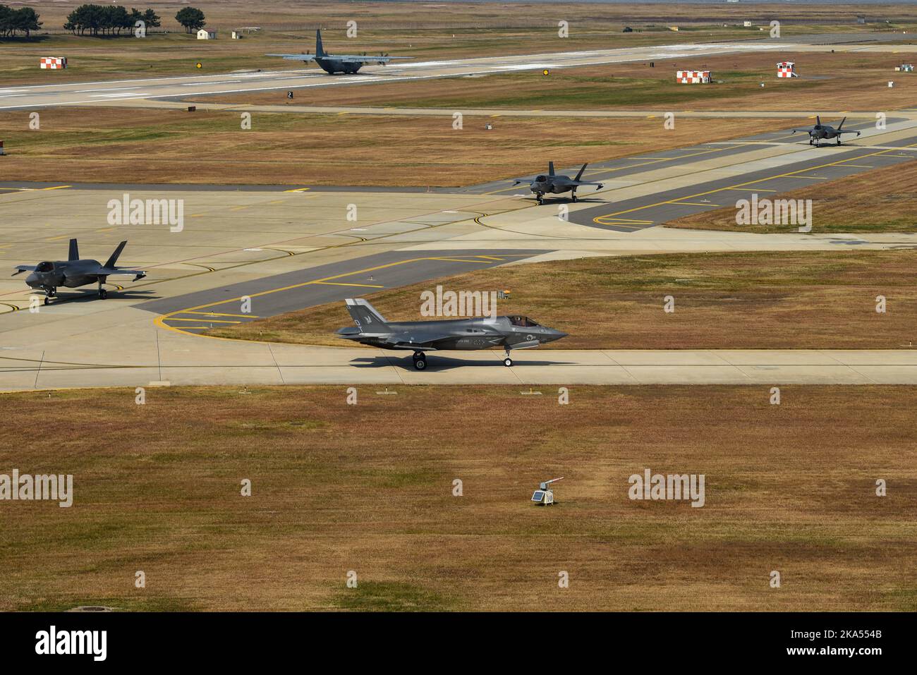 Four U.S. Marine Corps F-35B Lightning II aircraft with Marine Fighter ...