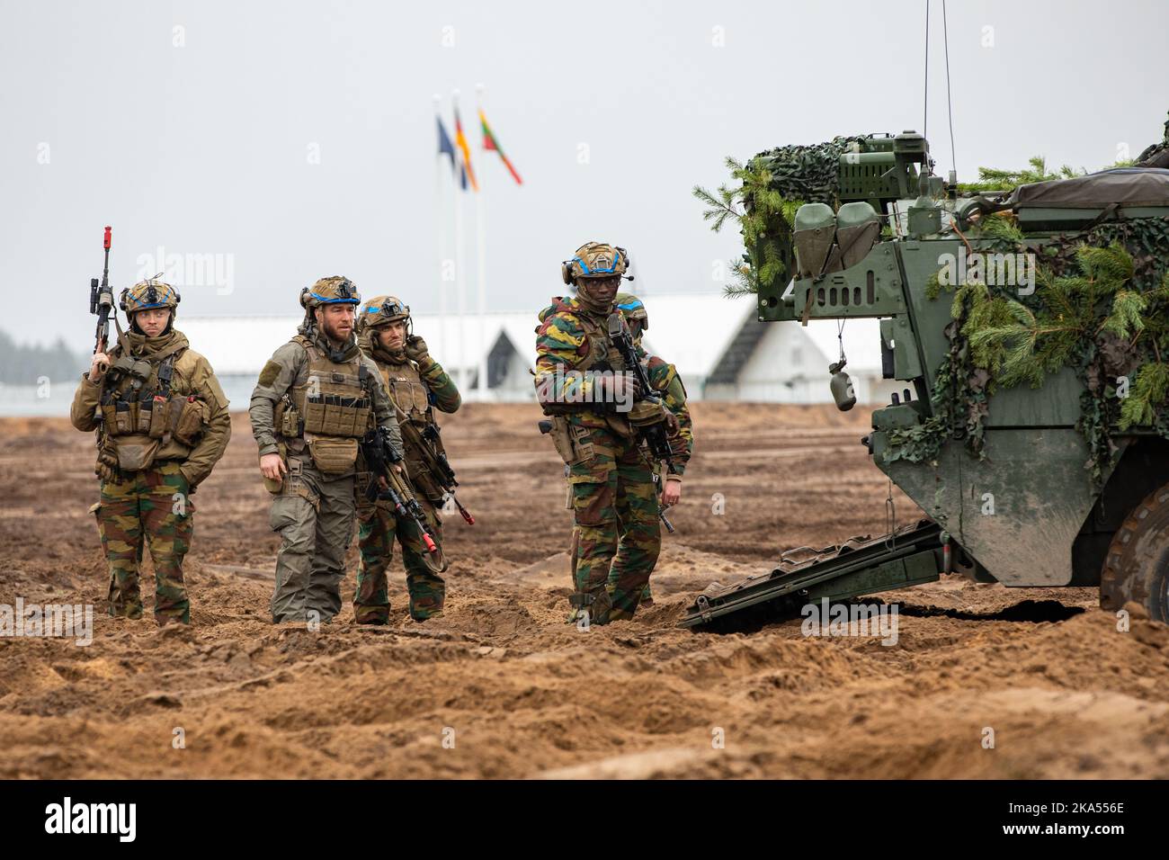 Belgium Armed Forces soldiers mount a Enhanced Forward Protection ...