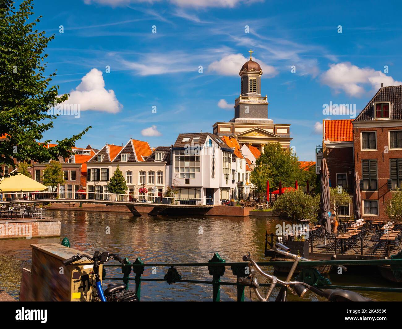 Summer landscape with a view of the city streets of Leiden Stock Photo ...