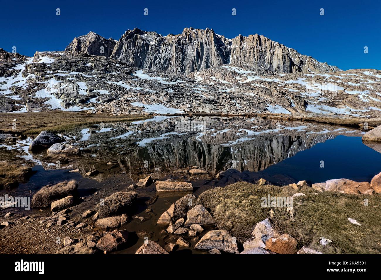 Hitchcock Lake below Mount Hitchcock in the High Sierras, Sequoia-Kings ...