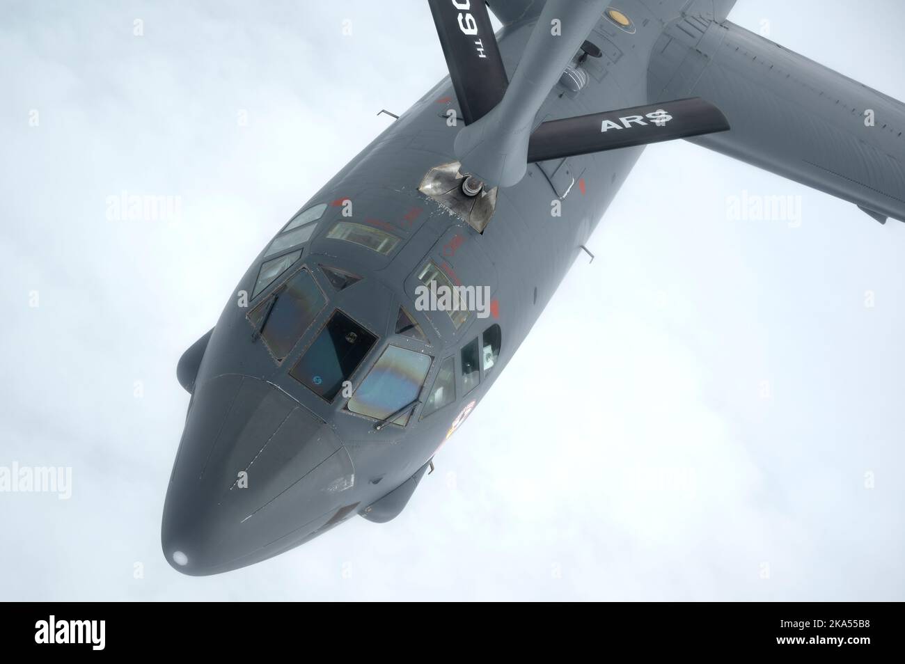 A U.S. Air Force 5th Bomb Wing B-52H Stratofortress receives fuel from ...