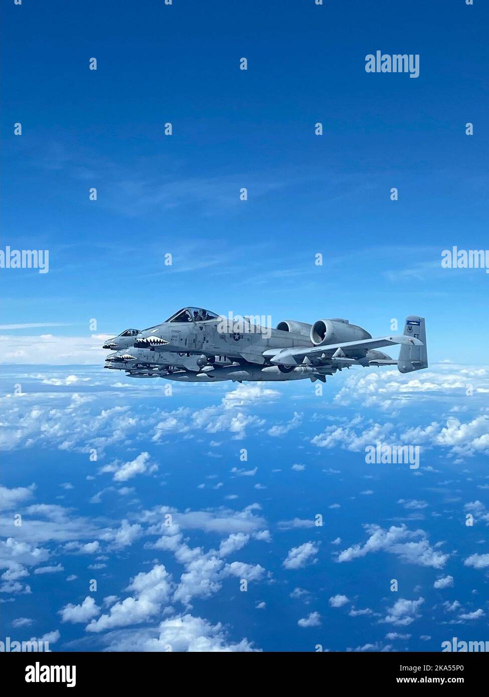 A group of 74th Fighter Squadron A-10C Thunderbolt II aircraft fly ...