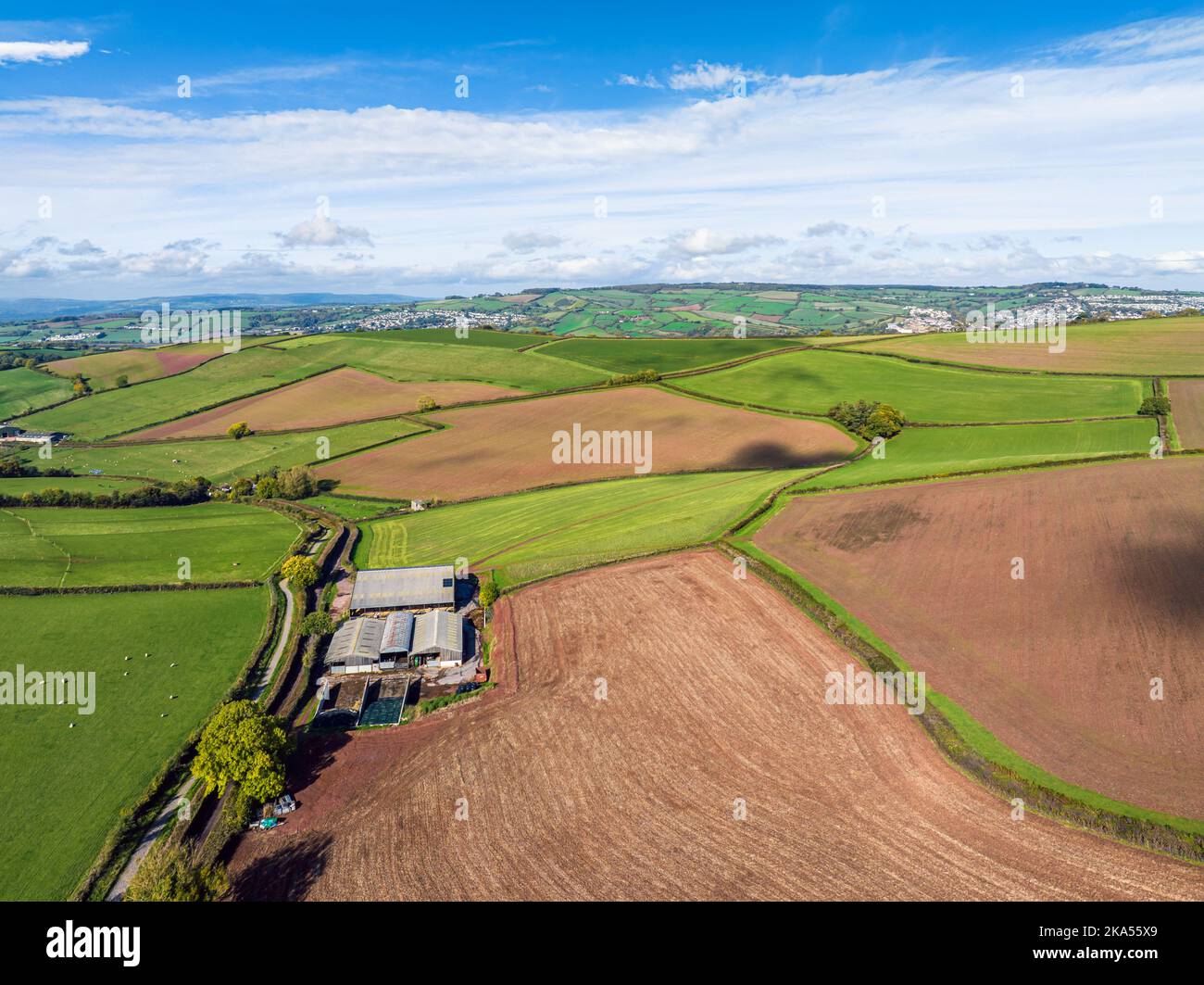 Fields and Farmlands over Labrador Bay, Devon, England Stock Photo - Alamy