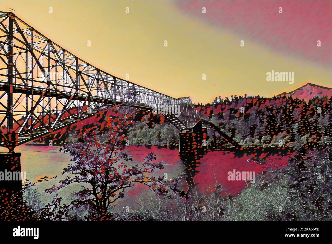 Bridge of the Gods spans the Columbia River, linking Oregon and ...