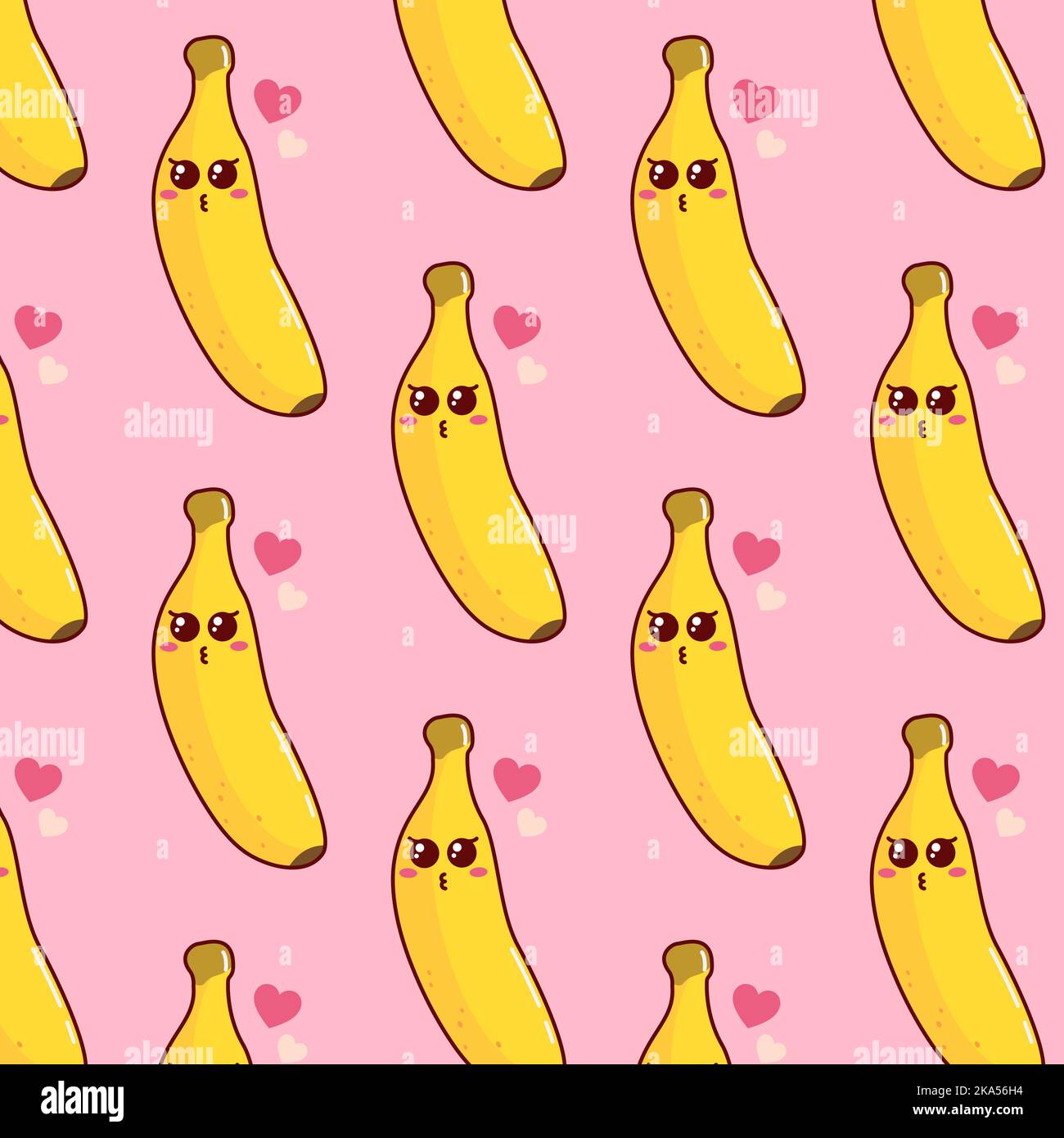 Cute Cartoon seamless pattern with funny bananas Stock Vector Image ...