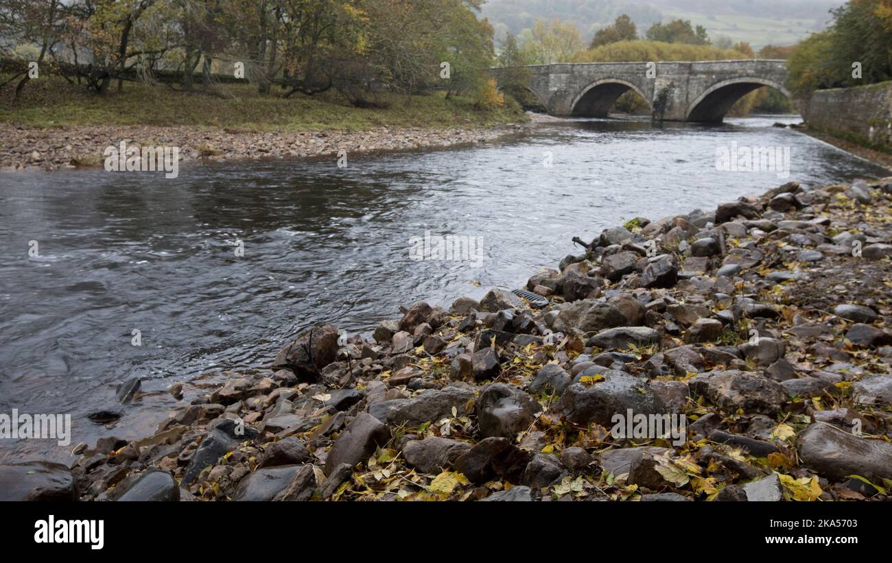 Bridge over River Swale at Grinton, North Yorkshire, England, United ...