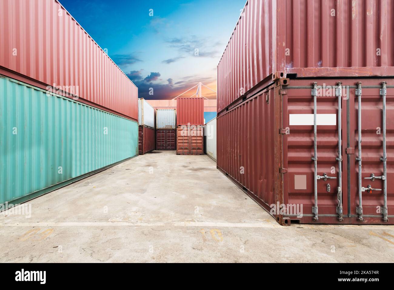Stack of Cargo Containers at the docks Stock Photo - Alamy