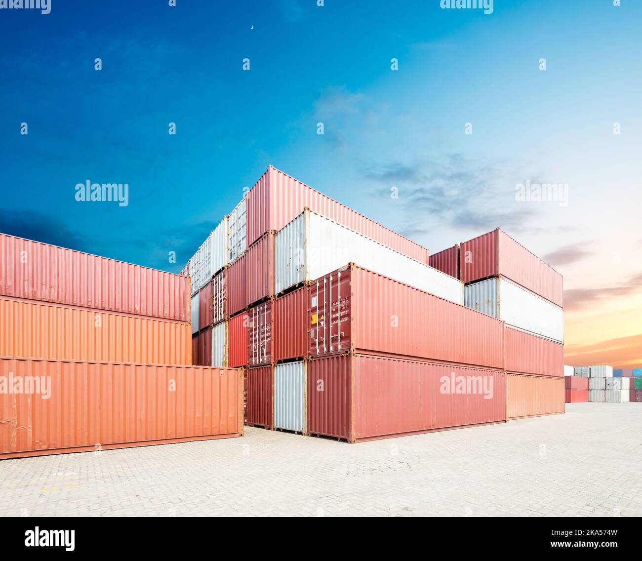 Stack of Cargo Containers at the docks Stock Photo - Alamy
