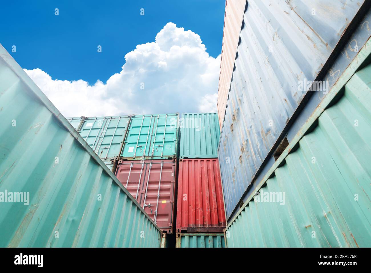 Stack of Cargo Containers at the docks Stock Photo - Alamy