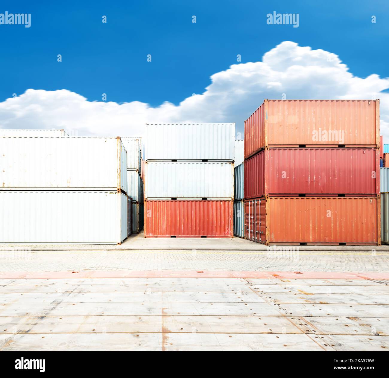 Stack of Cargo Containers at the docks Stock Photo - Alamy