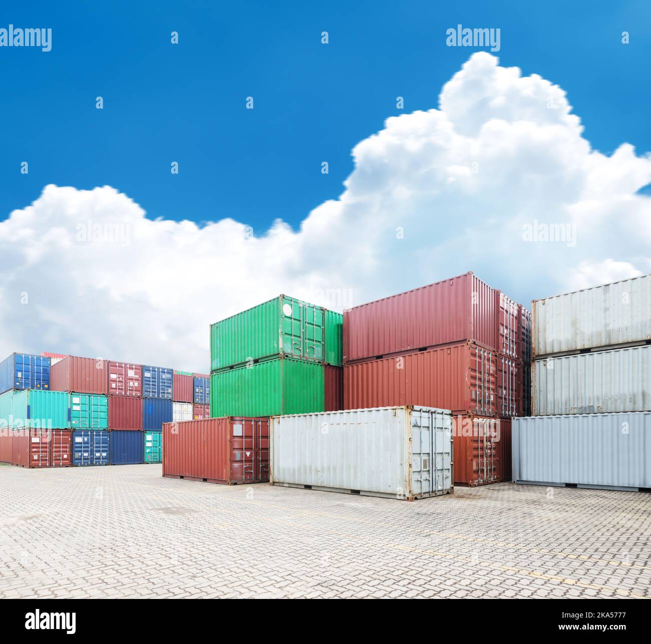 Stack of Cargo Containers at the docks Stock Photo - Alamy