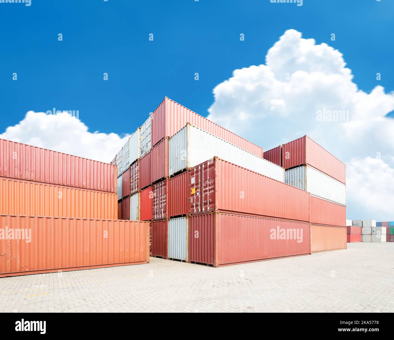 Stack of Cargo Containers at the docks Stock Photo - Alamy