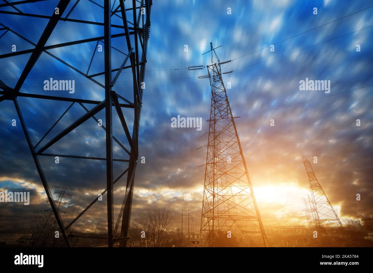 Power tower in the sky background Stock Photo - Alamy