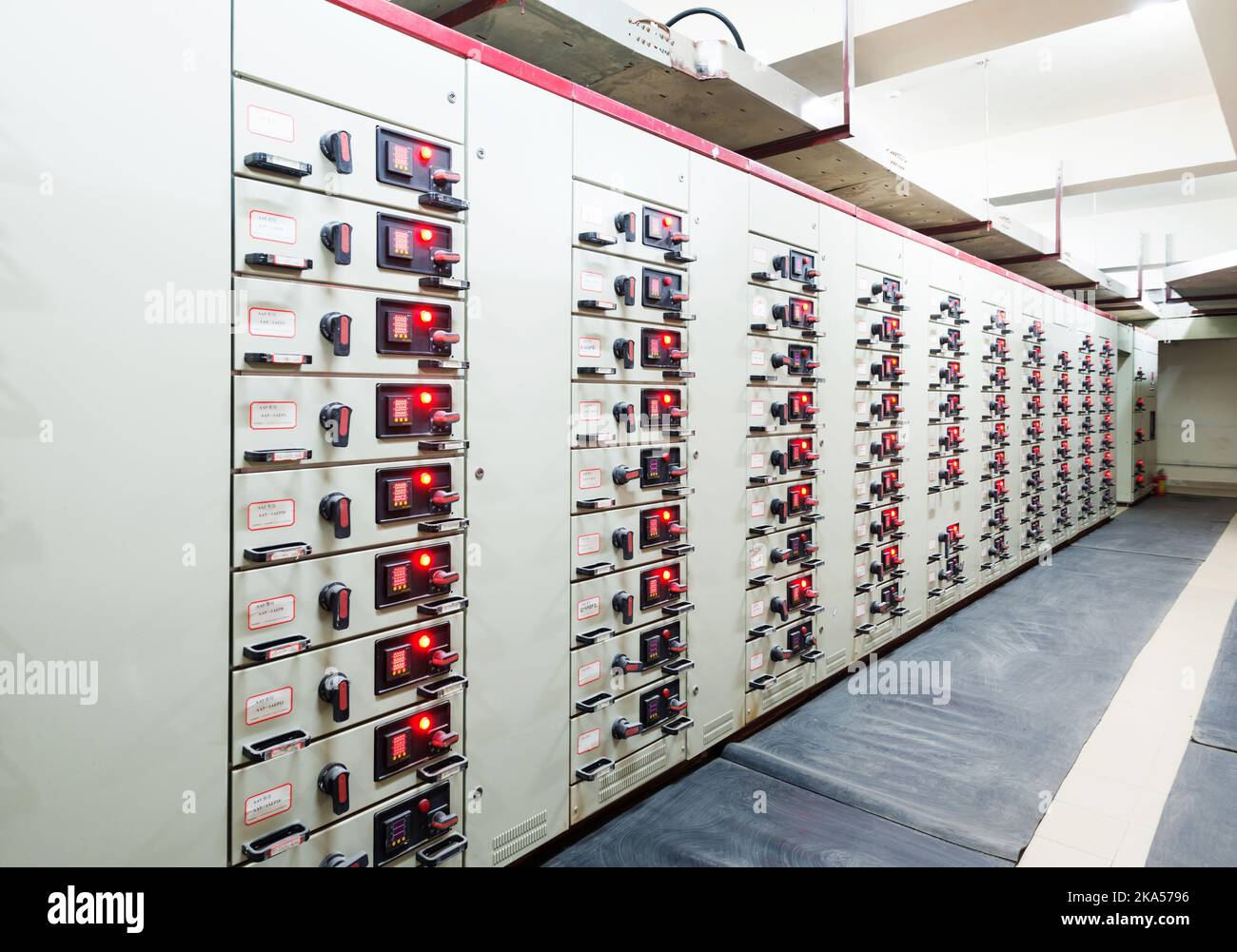 Electrical energy distribution substation in a power plant Stock Photo ...