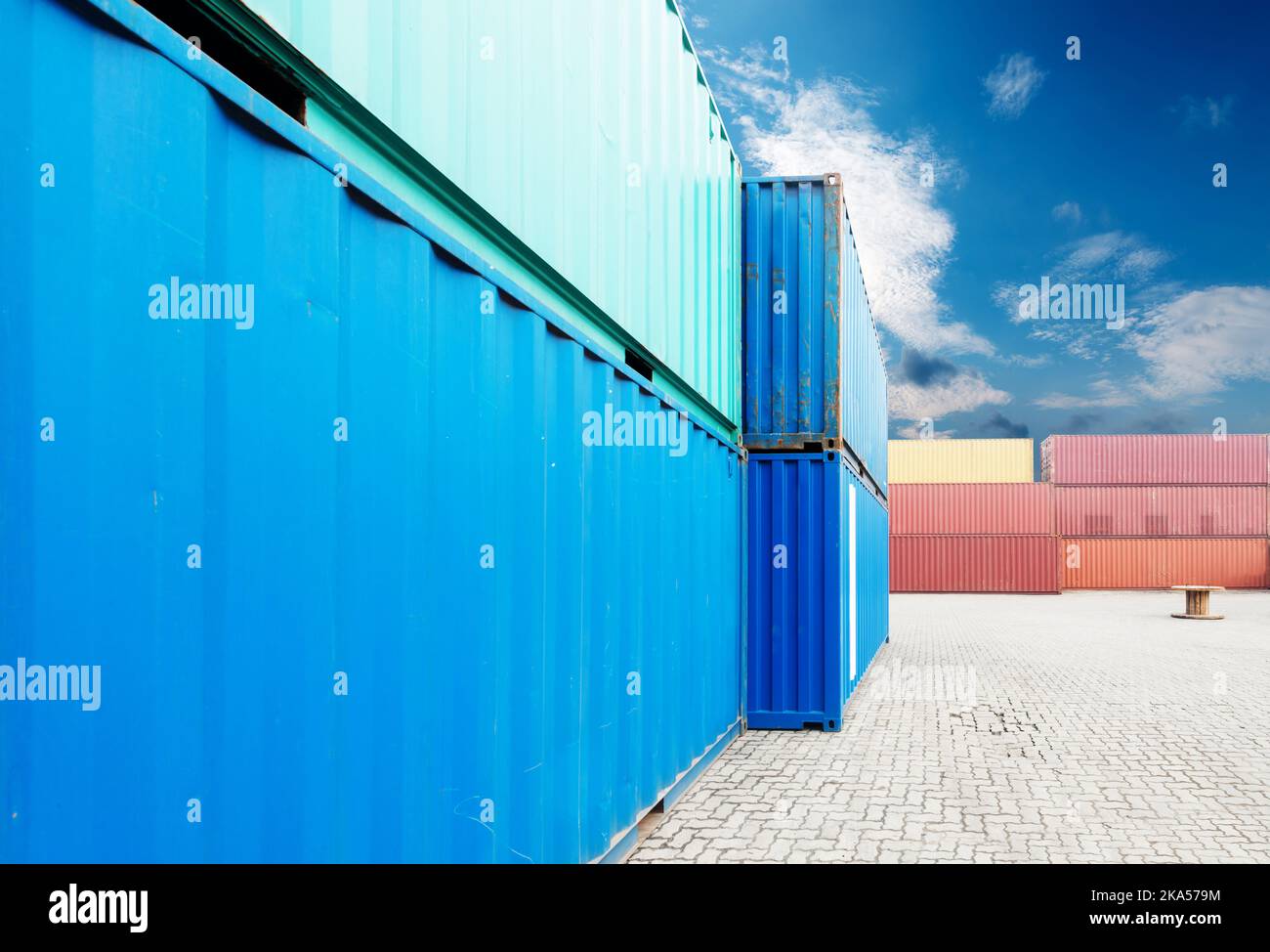 Stack of Cargo Containers at the docks Stock Photo - Alamy