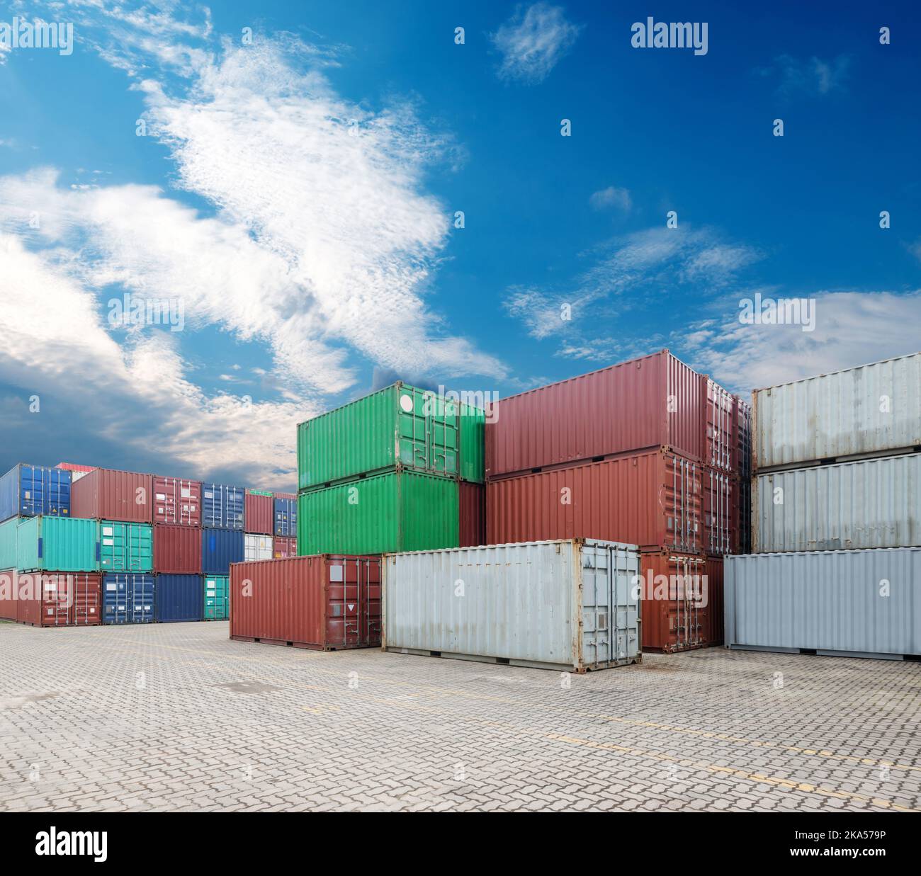 Stack of Cargo Containers at the docks Stock Photo - Alamy