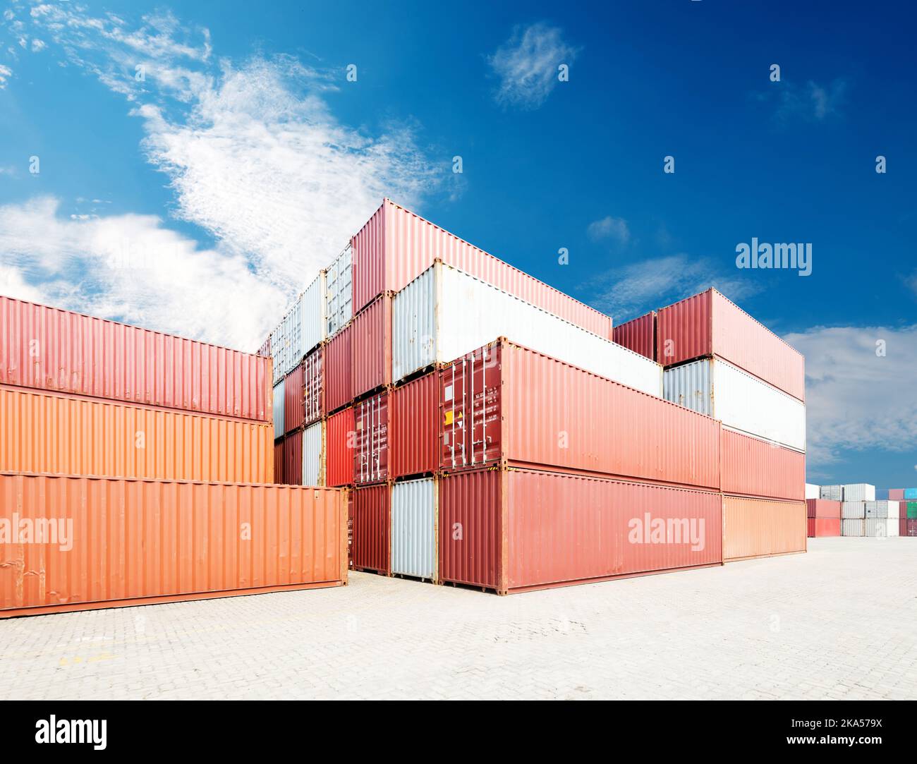 Stack of Cargo Containers at the docks Stock Photo - Alamy