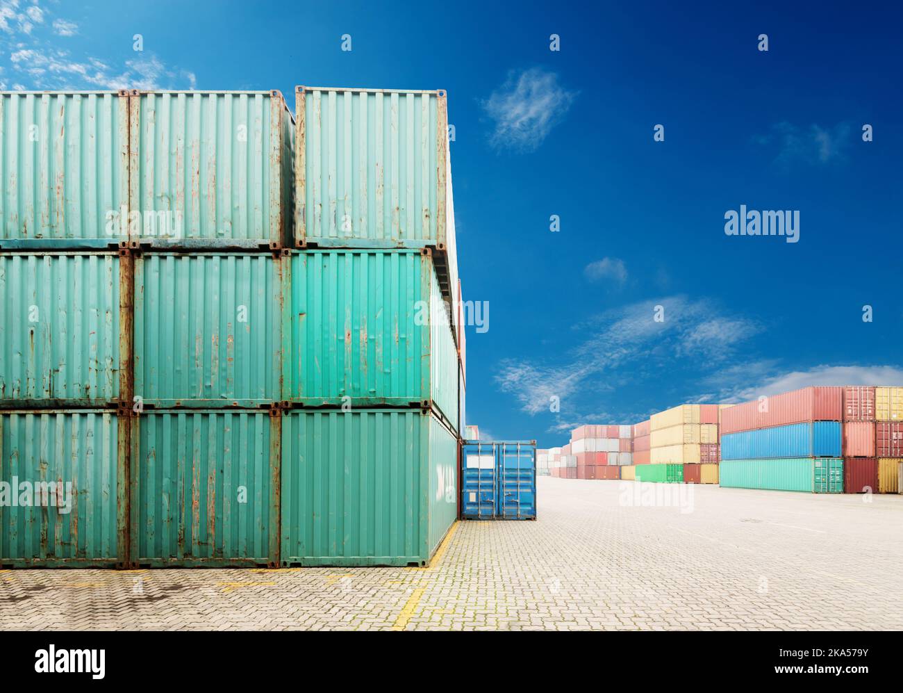 Stack of Cargo Containers at the docks Stock Photo - Alamy