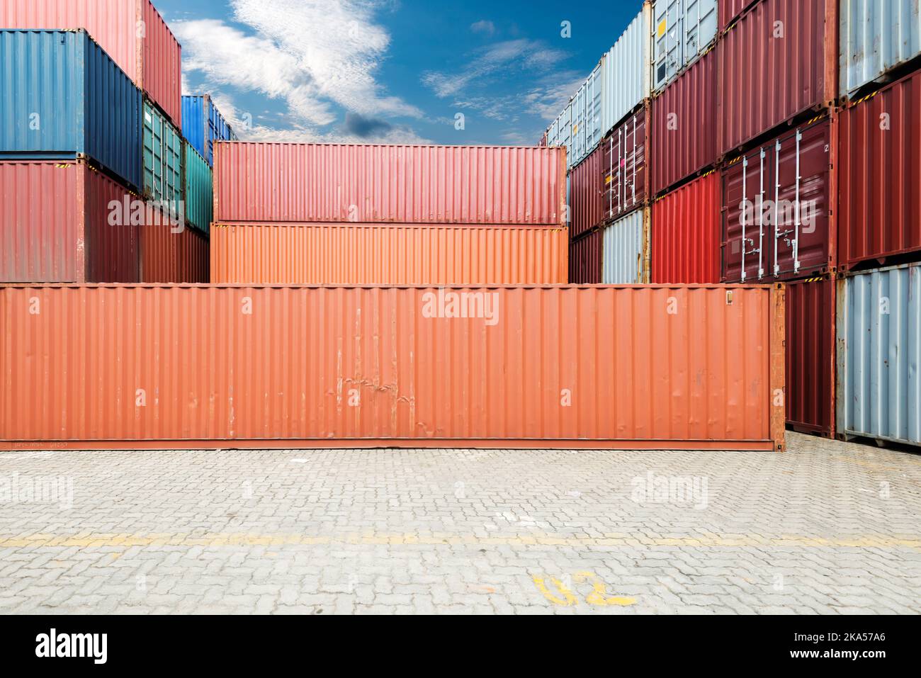 Stack of Cargo Containers at the docks Stock Photo - Alamy