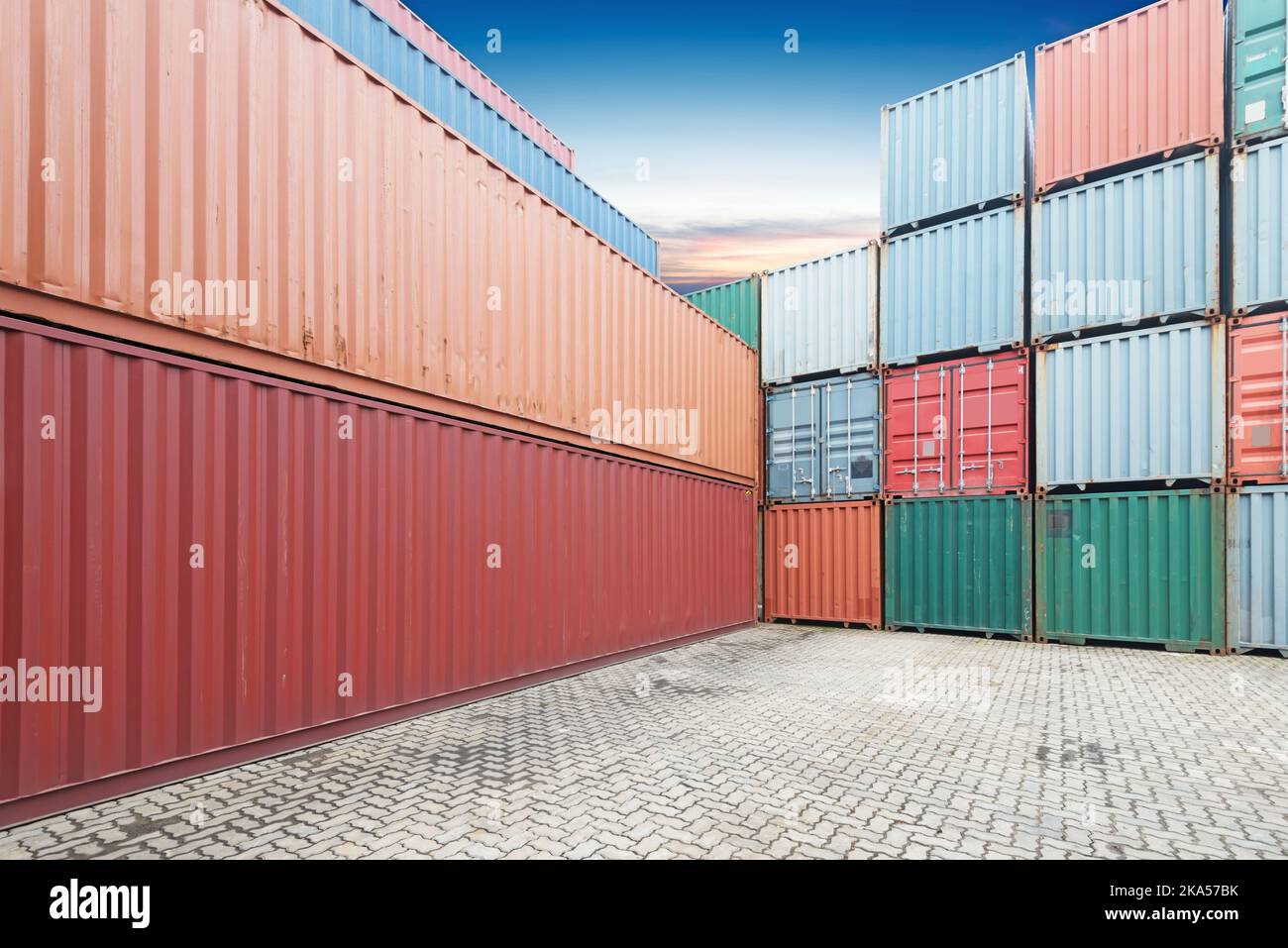 Stack of Cargo Containers at the docks Stock Photo - Alamy