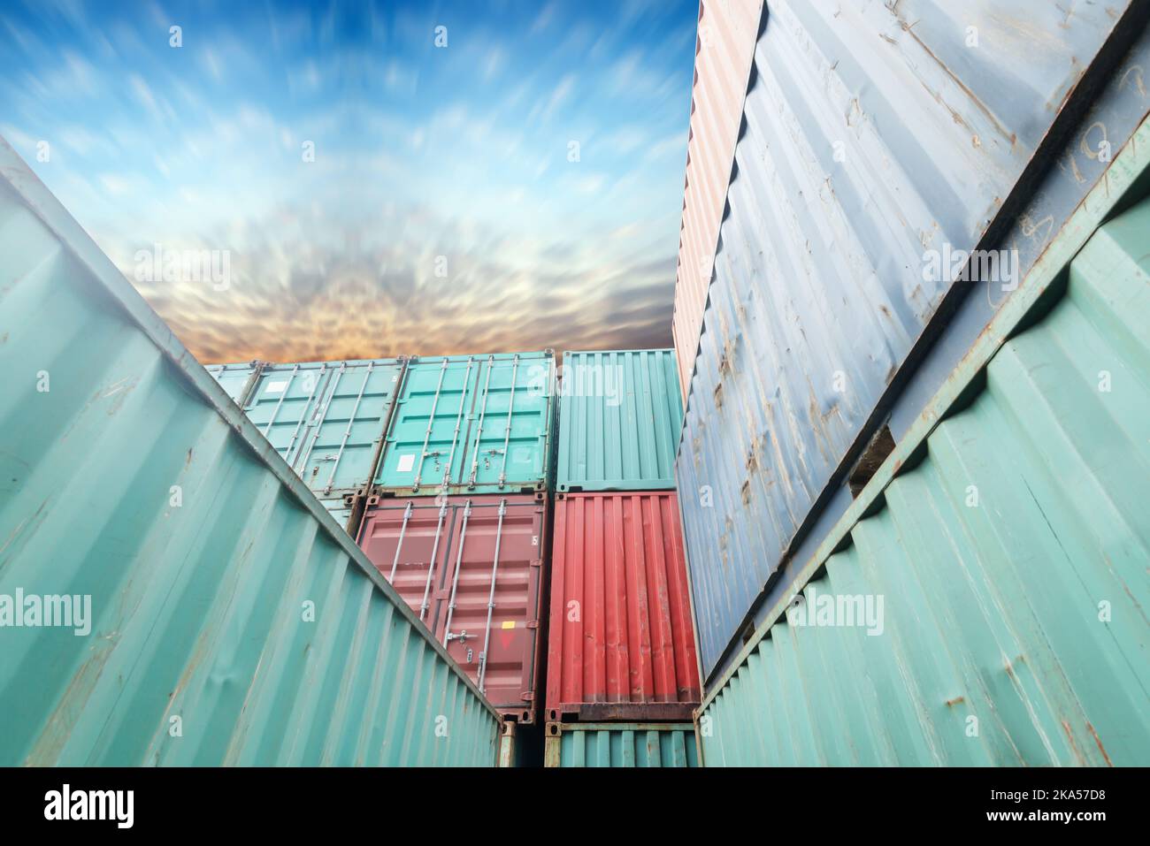 Stack of Cargo Containers at the docks Stock Photo - Alamy