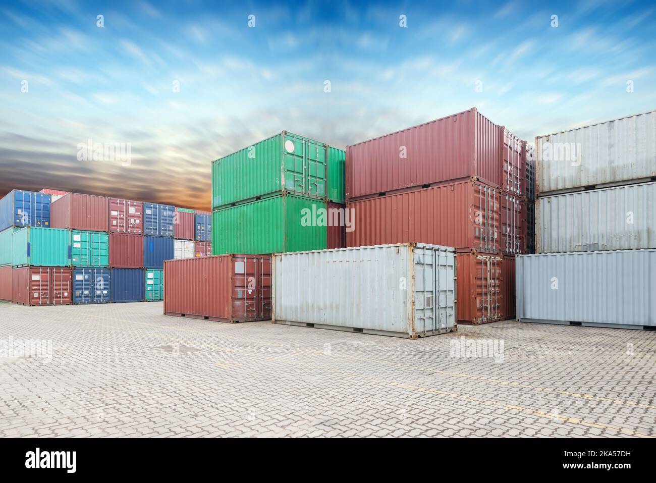 Stack of Cargo Containers at the docks Stock Photo - Alamy