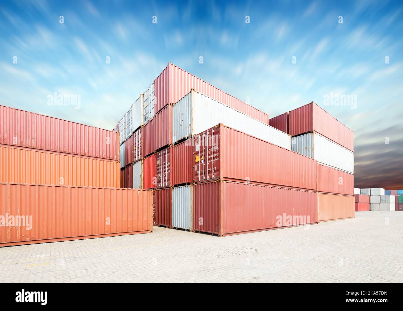 Stack of Cargo Containers at the docks Stock Photo - Alamy