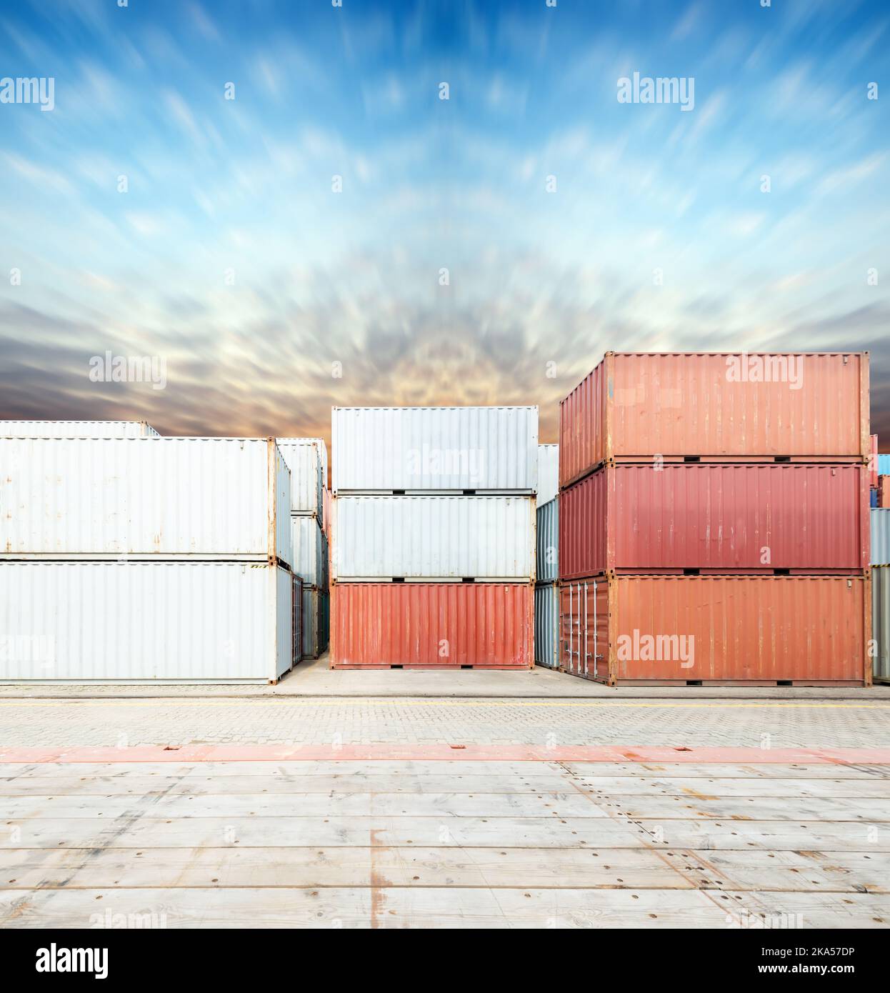 Stack of Cargo Containers at the docks Stock Photo - Alamy
