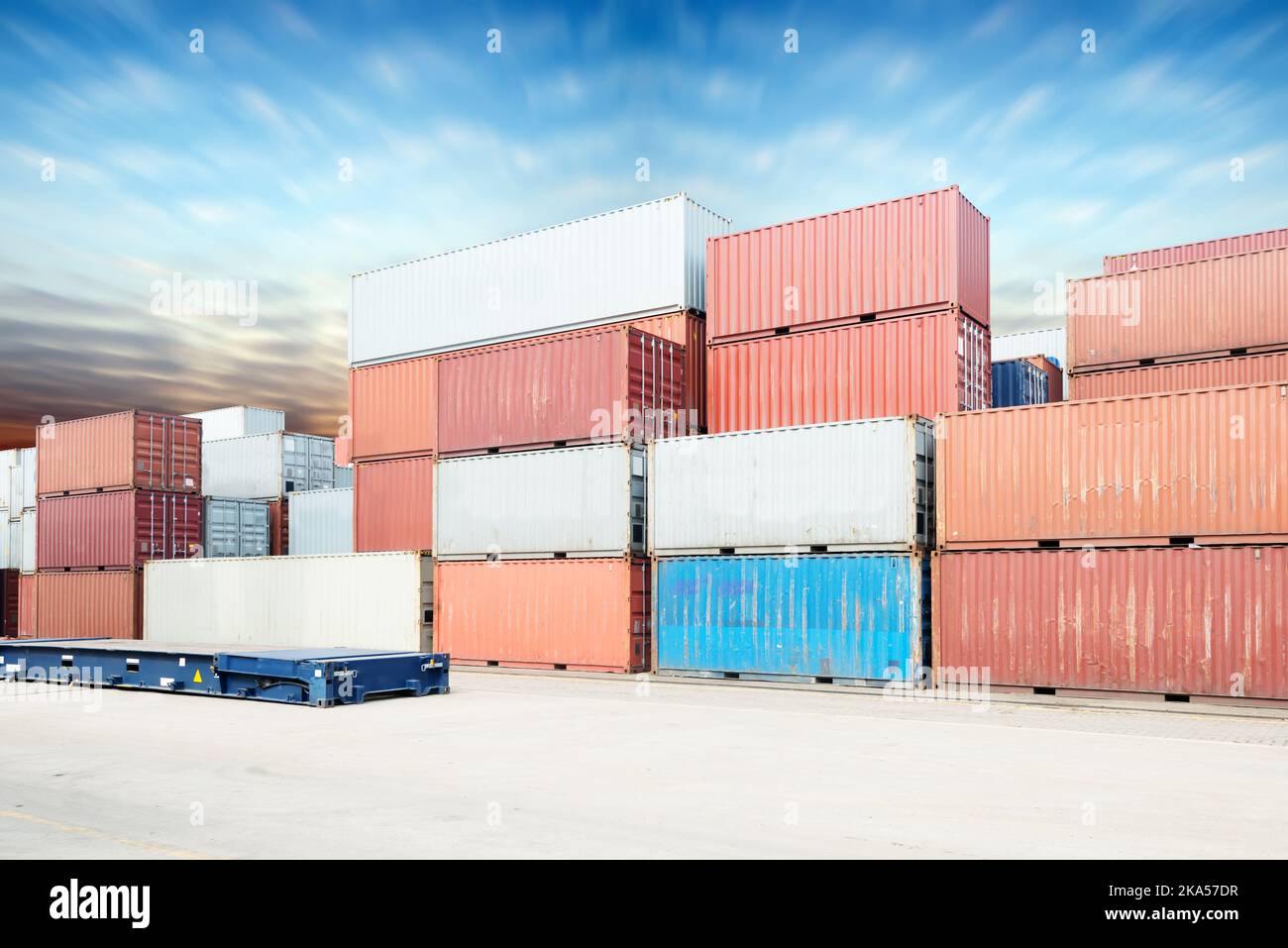 Stack of Cargo Containers at the docks Stock Photo - Alamy