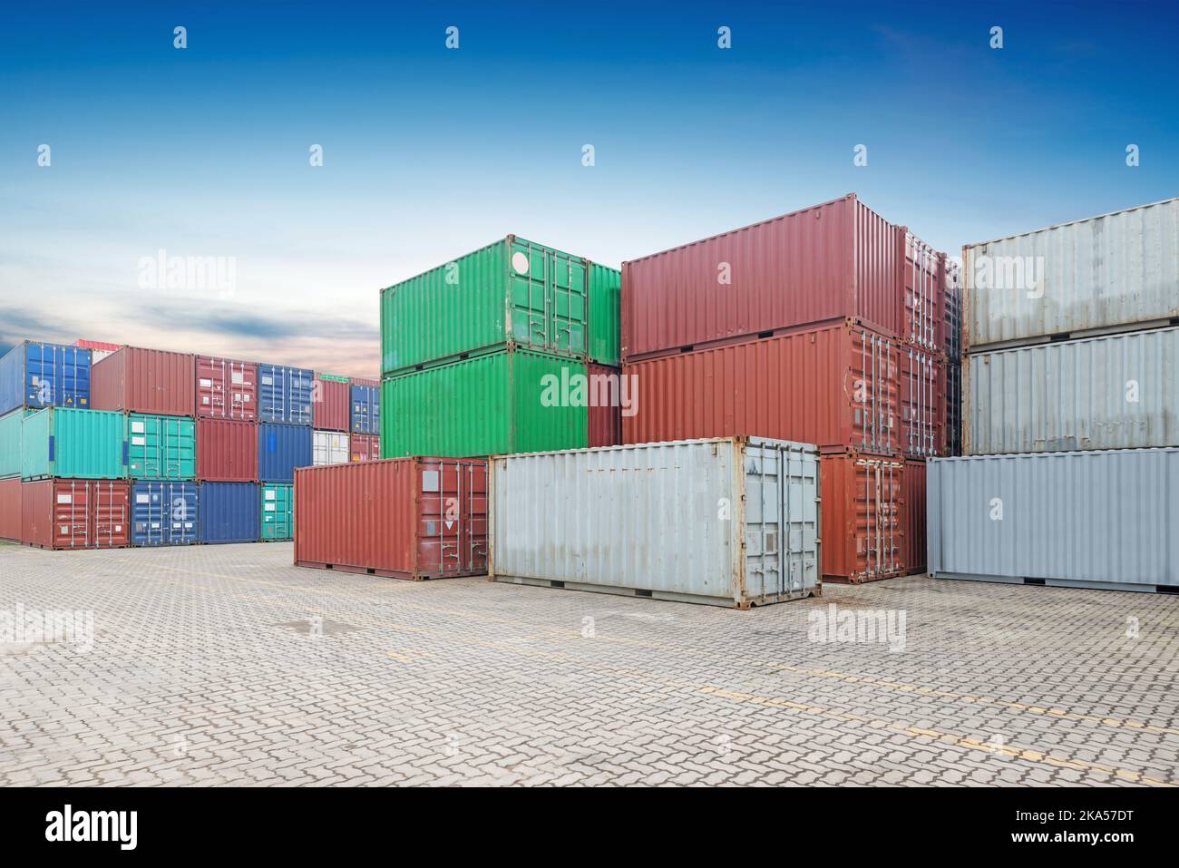 Stack of Cargo Containers at the docks Stock Photo - Alamy