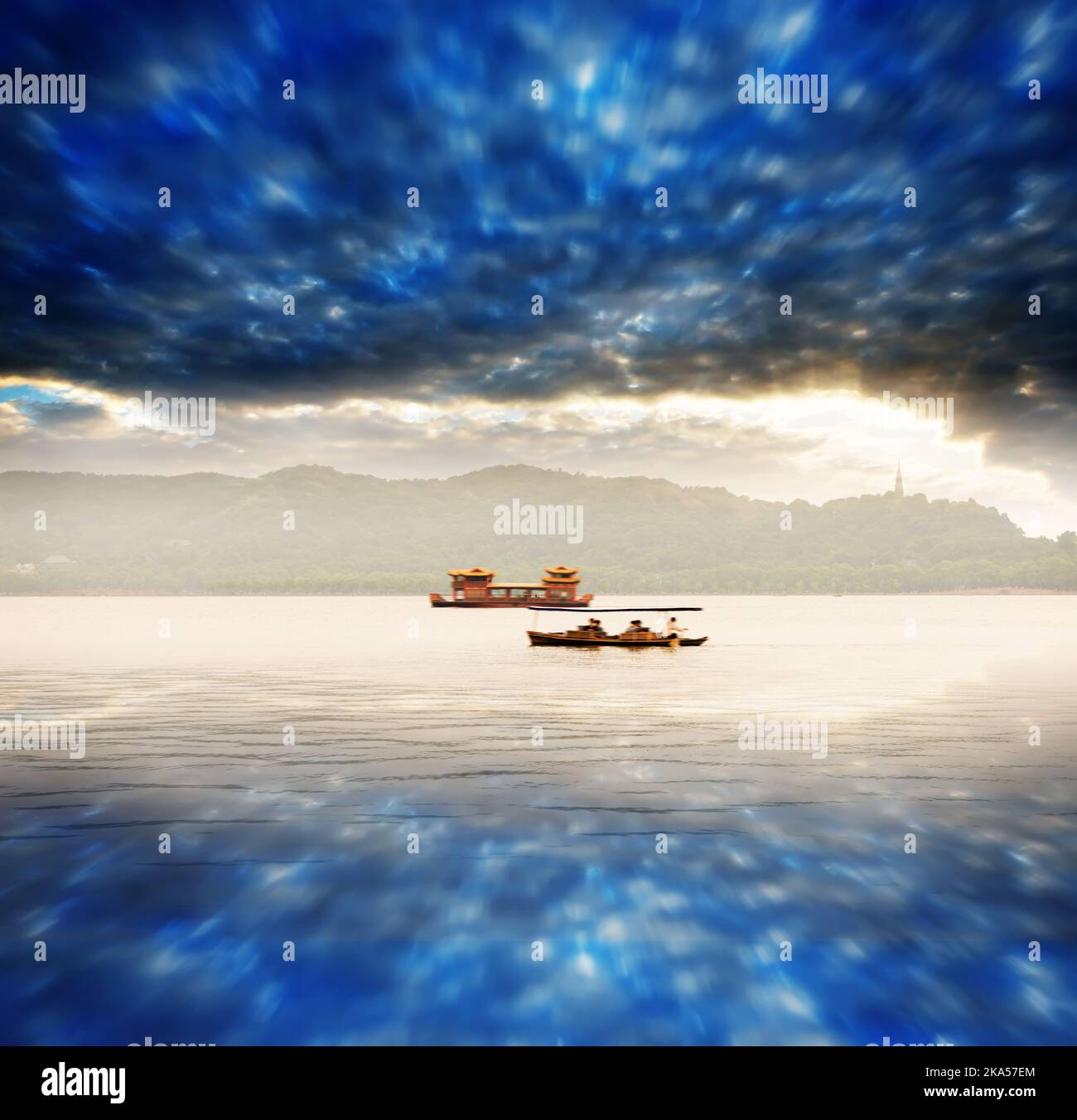 the west lake at sunset in hangzhou,China Stock Photo - Alamy