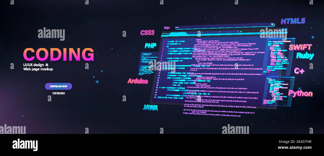 3D vector banner, program app coding. Web page banner Stock Vector ... 3D vector banner, program app coding. Web page banner Stock Vector ...