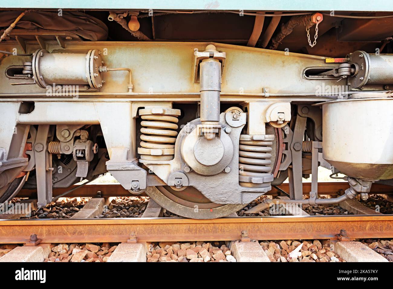 Old train wheel on a track Stock Photo - Alamy