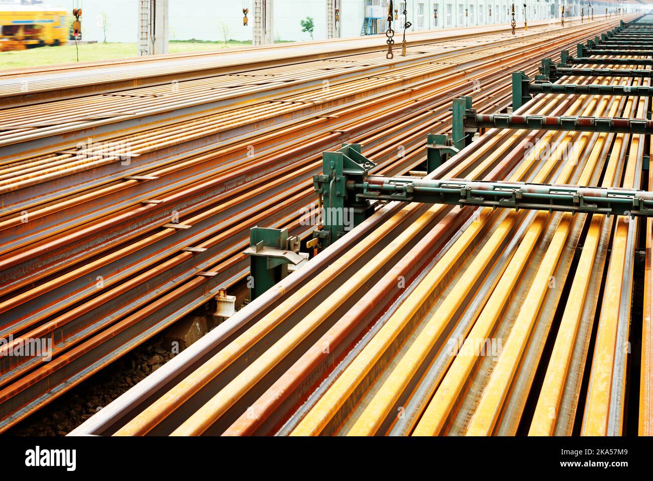 Steel pipes on the rack Stock Photo - Alamy