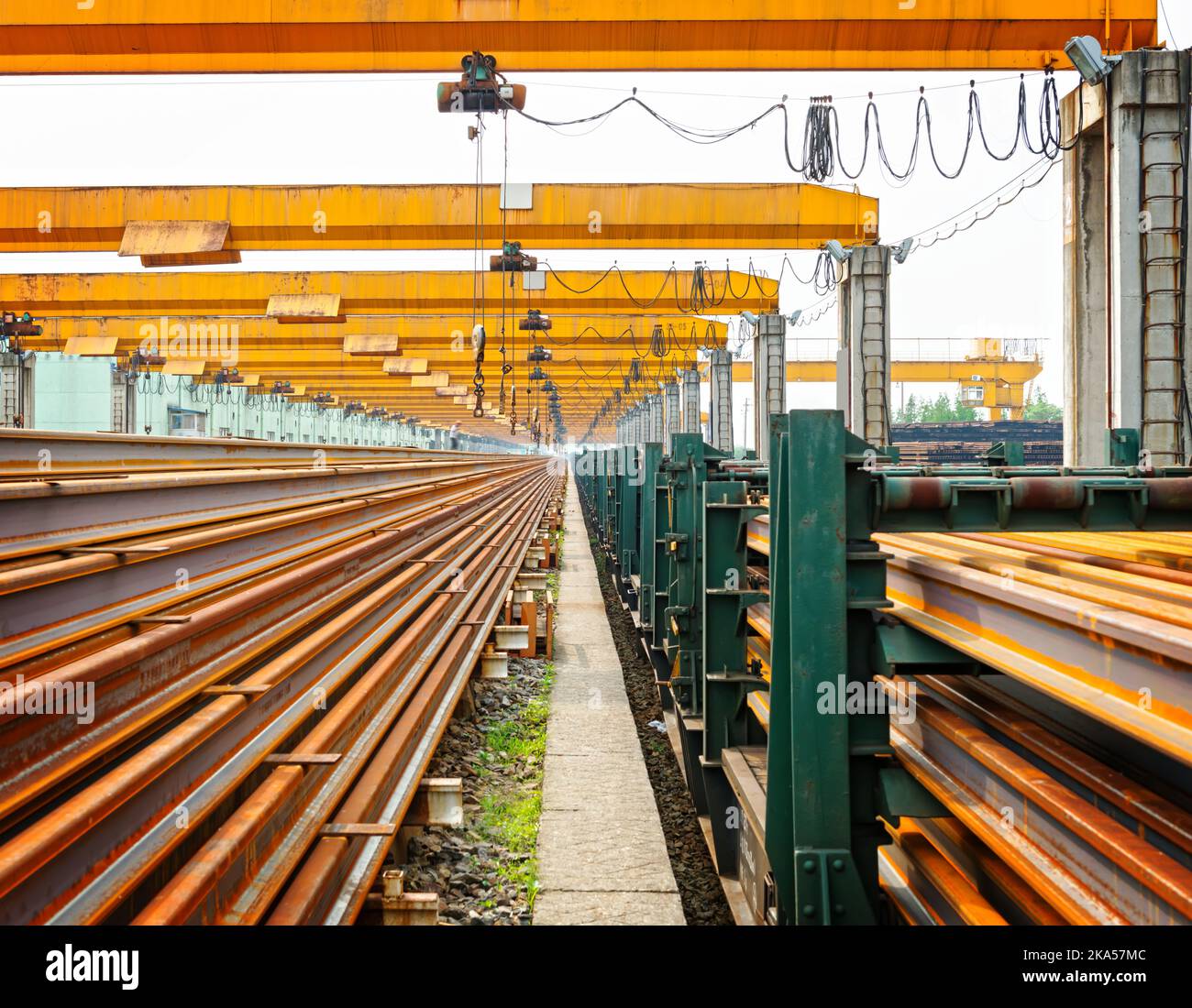 worker working in Steel pipes on the rack Stock Photo - Alamy