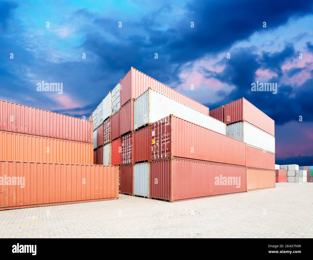 Stack of Cargo Containers at the docks Stock Photo - Alamy