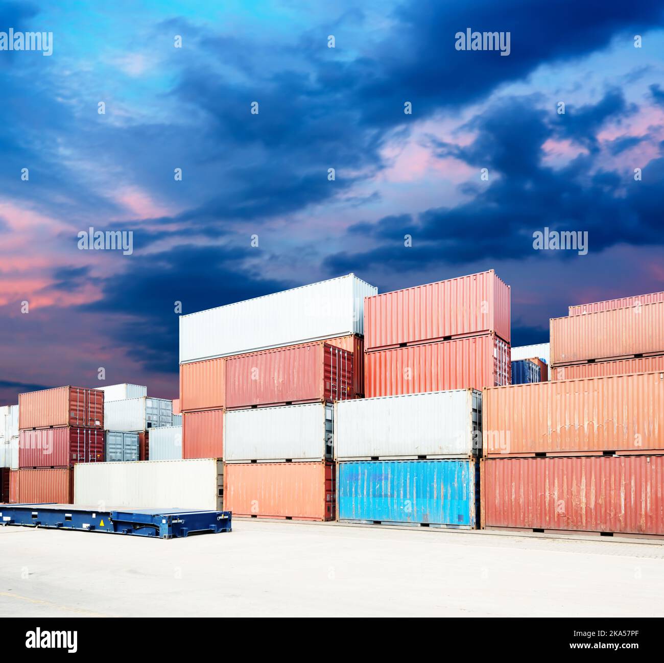 Stack of Cargo Containers at the docks Stock Photo - Alamy