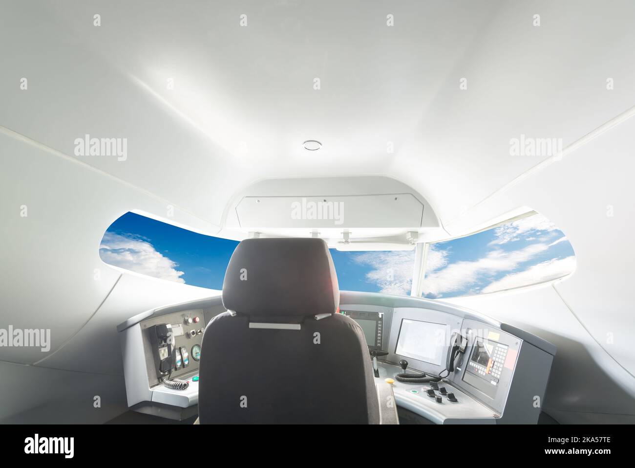 plane cockpit and cloudy sky Stock Photo - Alamy