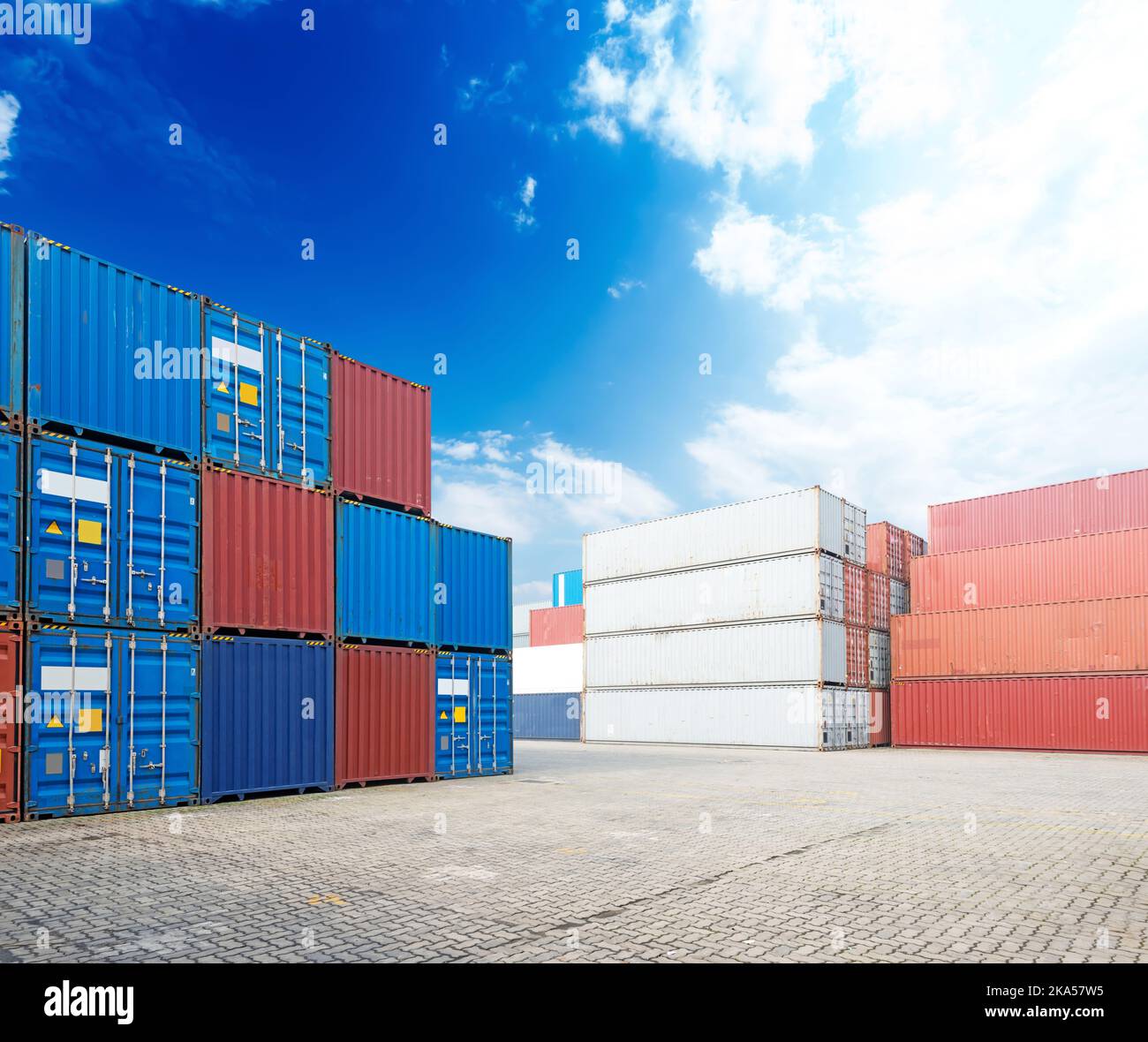 Stack of Cargo Containers at the docks Stock Photo - Alamy