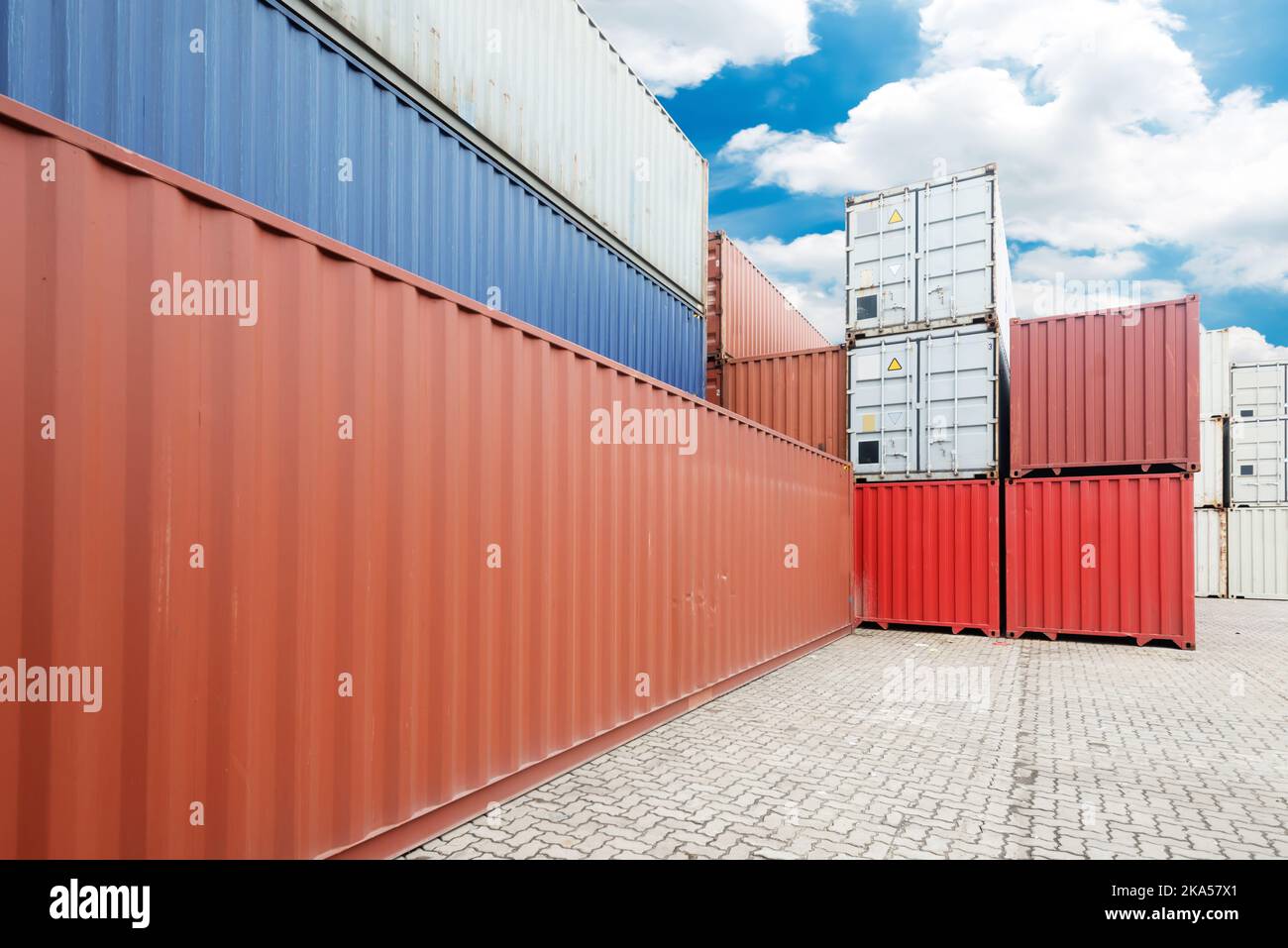 Stack of Cargo Containers at the docks Stock Photo - Alamy