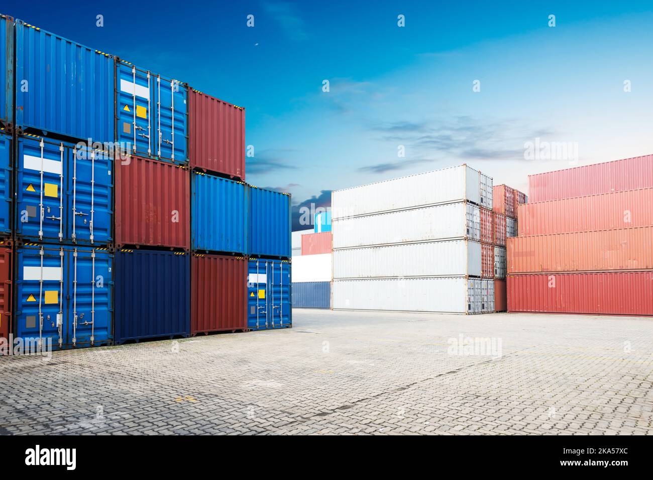 Stack of Cargo Containers at the docks Stock Photo - Alamy