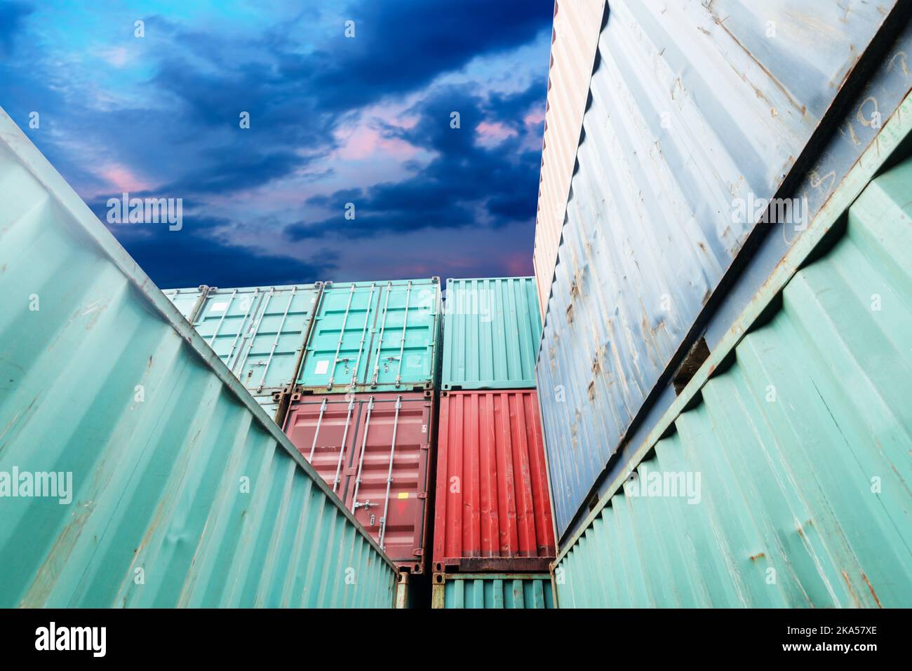 Stack of Cargo Containers at the docks Stock Photo - Alamy