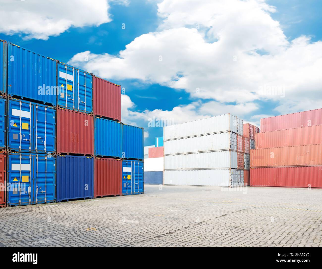 Stack of Cargo Containers at the docks Stock Photo - Alamy