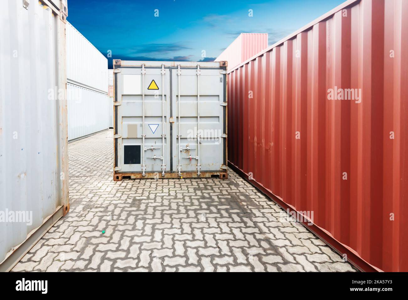 Stack of Cargo Containers at the docks Stock Photo - Alamy