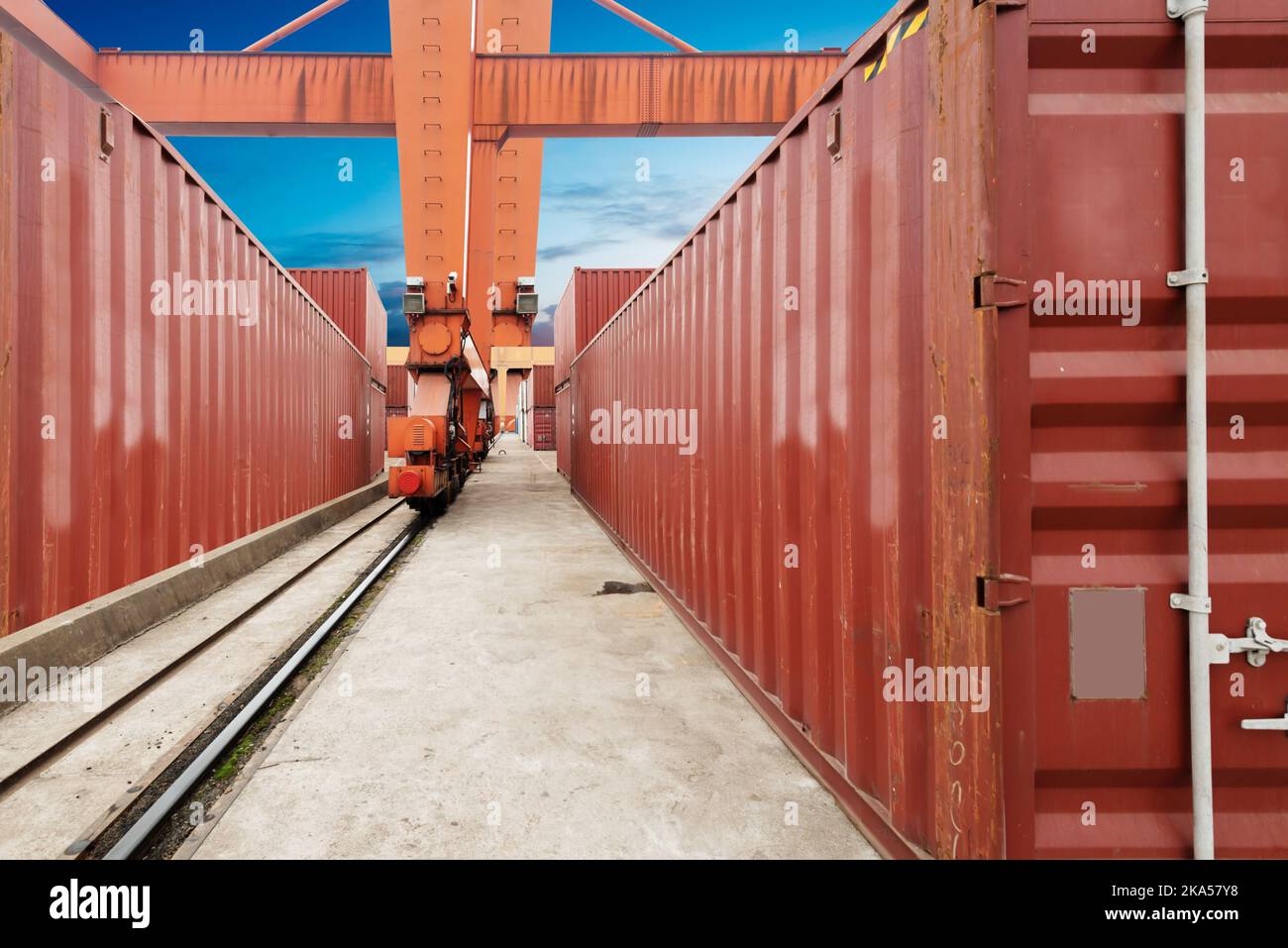 Stack of Cargo Containers at the docks Stock Photo - Alamy