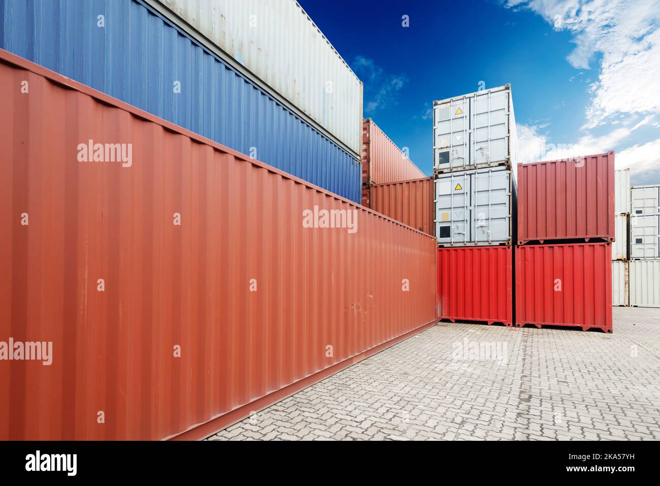 Stack of Cargo Containers at the docks Stock Photo - Alamy