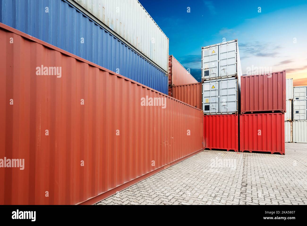 Stack of Cargo Containers at the docks Stock Photo - Alamy