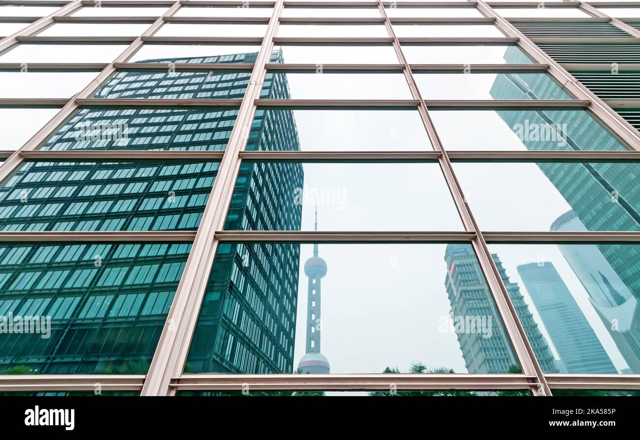 Shanghai China, glass curtain wall projection Stock Photo - Alamy