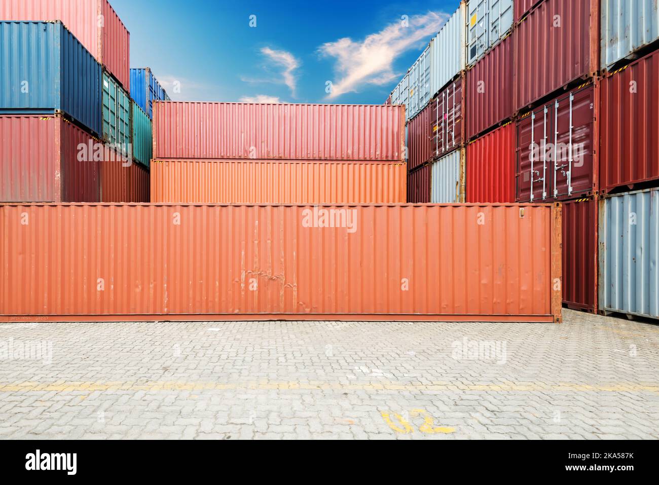 Stack of Cargo Containers at the docks Stock Photo - Alamy